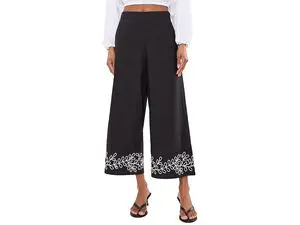 Vince Camuto Embroidered Tie Waist Pants - Black