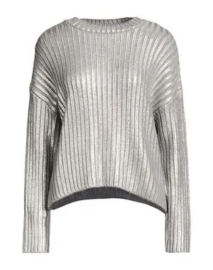Only Ribbed Knit Crewneck Sweater - Silver