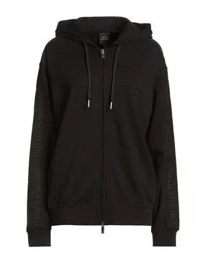 Armani Exchange Cotton Zip-up Hoodie With Embroidered Logo And Side Stripes