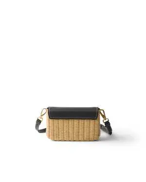 Prada Wicker And Leather Shoulder Bag