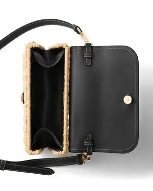 Prada Wicker And Leather Shoulder Bag