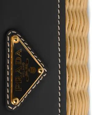 Prada Wicker And Leather Shoulder Bag