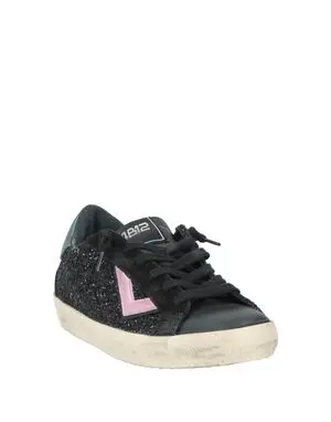 4B12 Distressed Multicolor Glittered Leather And Synthetic Material Sneakers