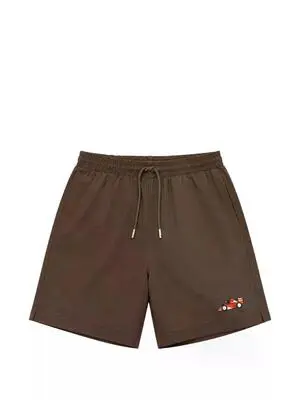 ALBERTO BRESCI Embroidered Motif Drawstring Shorts - Brown
