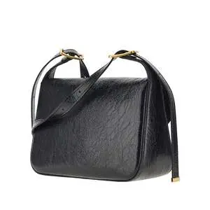Balenciaga Arena Leather Shoulder Bag With Buckle Detail - Black
