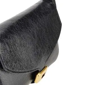 Balenciaga Arena Leather Shoulder Bag With Buckle Detail - Black