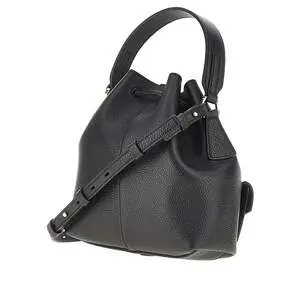 FERRAGAMO Grained Leather Bucket Bag - Black
