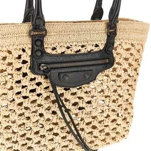 Balenciaga Raffia Medium 'le City' Basket Bag - Beige