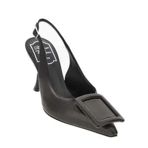 ROGER VIVIER Viv In The City Nappa Leather Slingback Pumps - Black