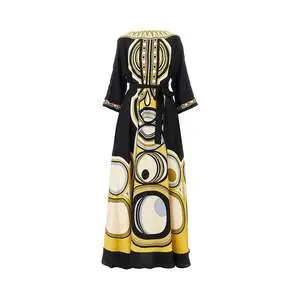 La DoubleJ Printed Silk Sanctuary Placéé Long Dress - Multicolor
