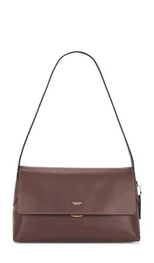 COACH Natural Grain Leather Shoulder Bag 30 - Maple