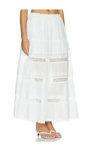 Steve Madden Elisse Tiered Lace Maxi Skirt - Cloud Dancer