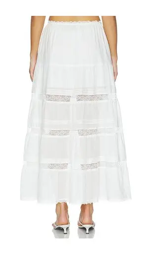 Steve Madden Elisse Tiered Lace Maxi Skirt - Cloud Dancer