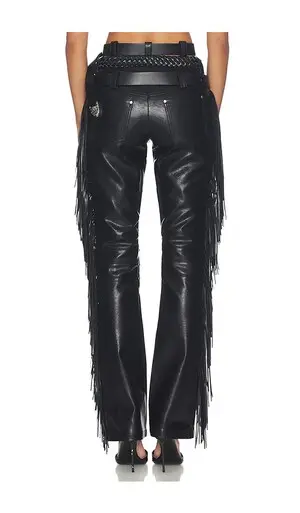 MARKGONG Faux Leather Fringe Pants