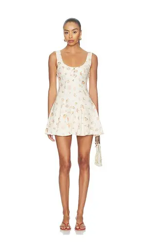 Majorelle Margot Mini Dress In Cream - Pink Shell Print