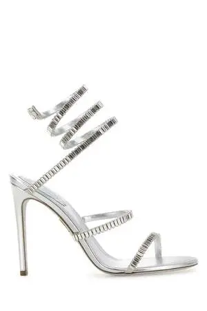 Rene Caovilla Embellished Fabric Cleo Sandals - Silver