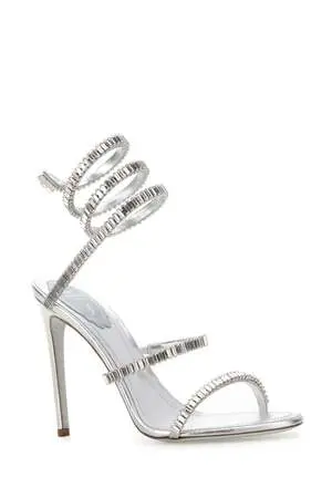 Rene Caovilla Embellished Fabric Cleo Sandals - Silver
