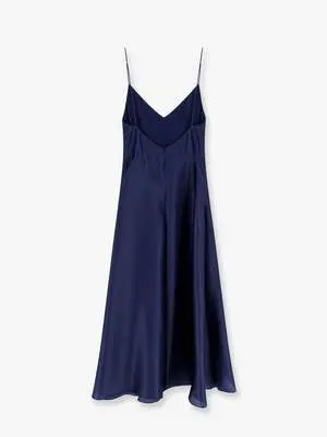 Alberta Ferretti Silk Flared V-neck Dress