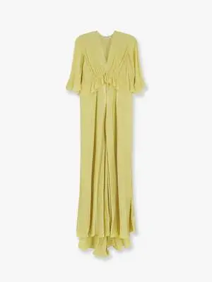 Alberta Ferretti Satin Long Dress - Yellow