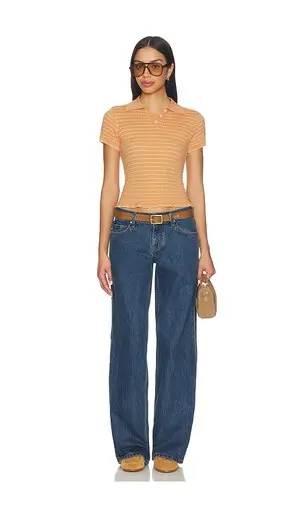 Guest In Residence Smocked Shrunken Polo - Orange
