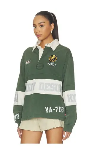 VANDYTHEPINK Long Sleeve Rugby Polo With Graphic Logo Details