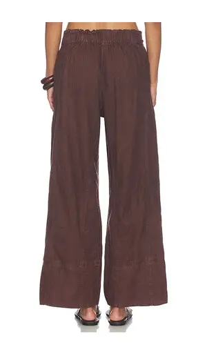 Free People Days End Linen Pull-on Pants - Brown