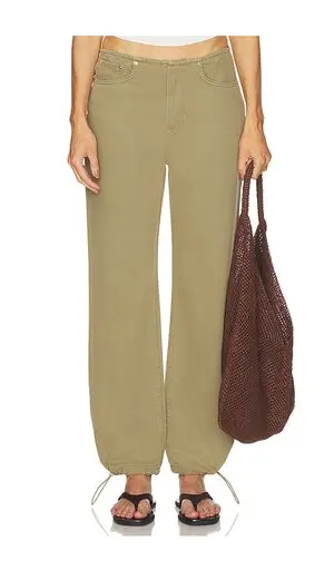 GRLFRND Erika Cinched Hem Jean - Olive