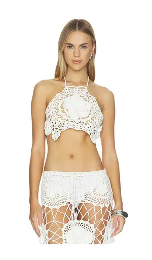 Giuseppe Di Morabito Halterneck Crochet Top - Ivory