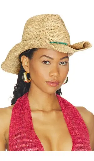 FLORABELLA Tanya Crochet Raffia Cowboy Hat - Neutral