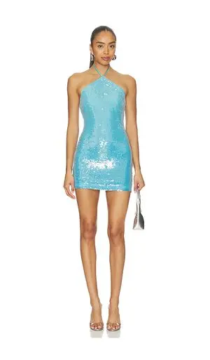 LOVERS AND FRIENDS Sequin Embellished Halterneck Mini Dress
