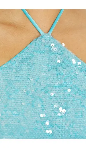 LOVERS AND FRIENDS Sequin Embellished Halterneck Mini Dress