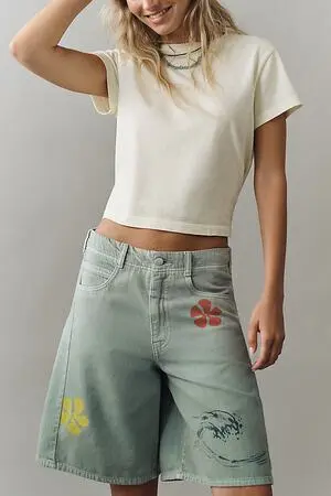 PILCRO Adi Mid-rise Relaxed Denim Shorts