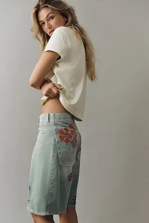 PILCRO Adi Mid-rise Relaxed Denim Shorts