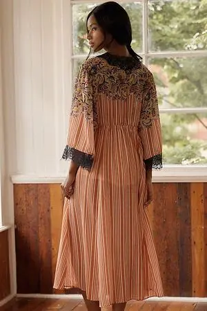 LYREBIRD Chiffon Lace Prted Maxi Robe