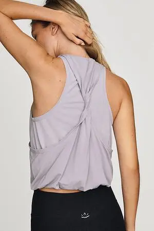 Daily Practice Bubble Twist Tank Top - Lavender Grey