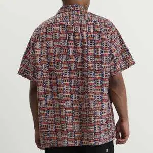 BEAMS Block Print Open Collar Shirt