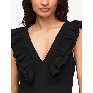 RO&ZO V-neck Ruffled Cotton Maxi Dress