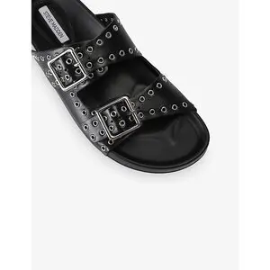 Steve Madden Abbot Leather Sandals With Eyelet Embellishment