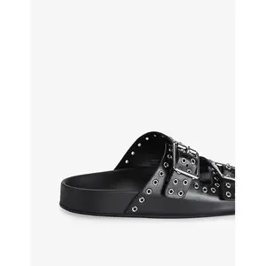 Steve Madden Abbot Leather Sandals With Eyelet Embellishment