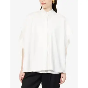 Bottega Veneta Collared Cap-sleeve Silk Top