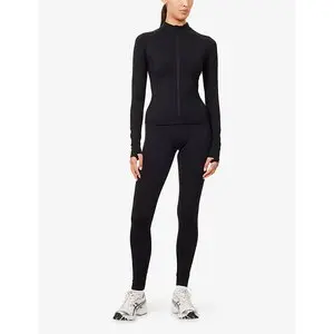 ADANOLA Ultimate Zip-through Stretch-woven Top - Black