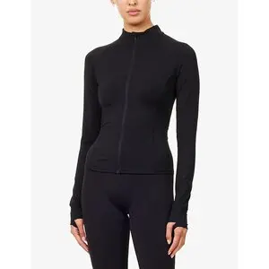 ADANOLA Ultimate Zip-through Stretch-woven Top - Black