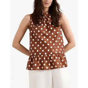 PHASE EIGHT Polka-dot Sleeveless Peplum Blouse