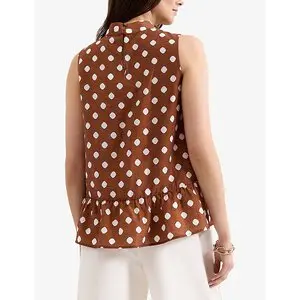 PHASE EIGHT Polka-dot Sleeveless Peplum Blouse