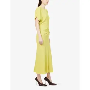 Victoria Beckham Bela Split-sleeve Woven Midi Dress - Chartreuse
