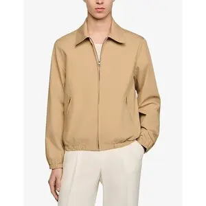 Sandro Collared Zip-up Cotton-blend Jacket