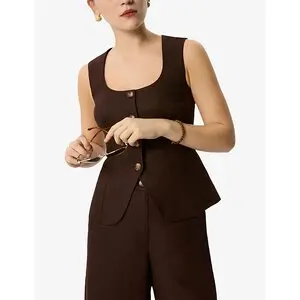 Whistles Square Neck Button-down Linen Waistcoat