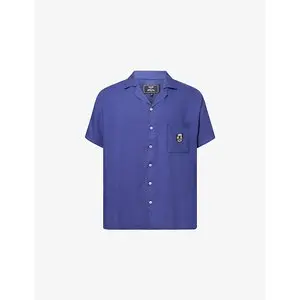 ARRELS BARCELONA X Baseman Cat-embroidered Short-sleeve Woven Shirt - Navy