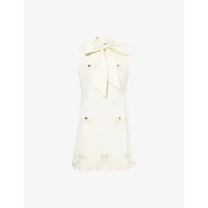 SELF-PORTRAIT Broderie Embroidered Sleeveless Mini Dress