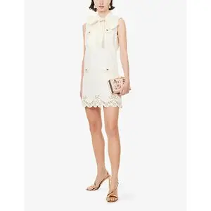 SELF-PORTRAIT Broderie Embroidered Sleeveless Mini Dress